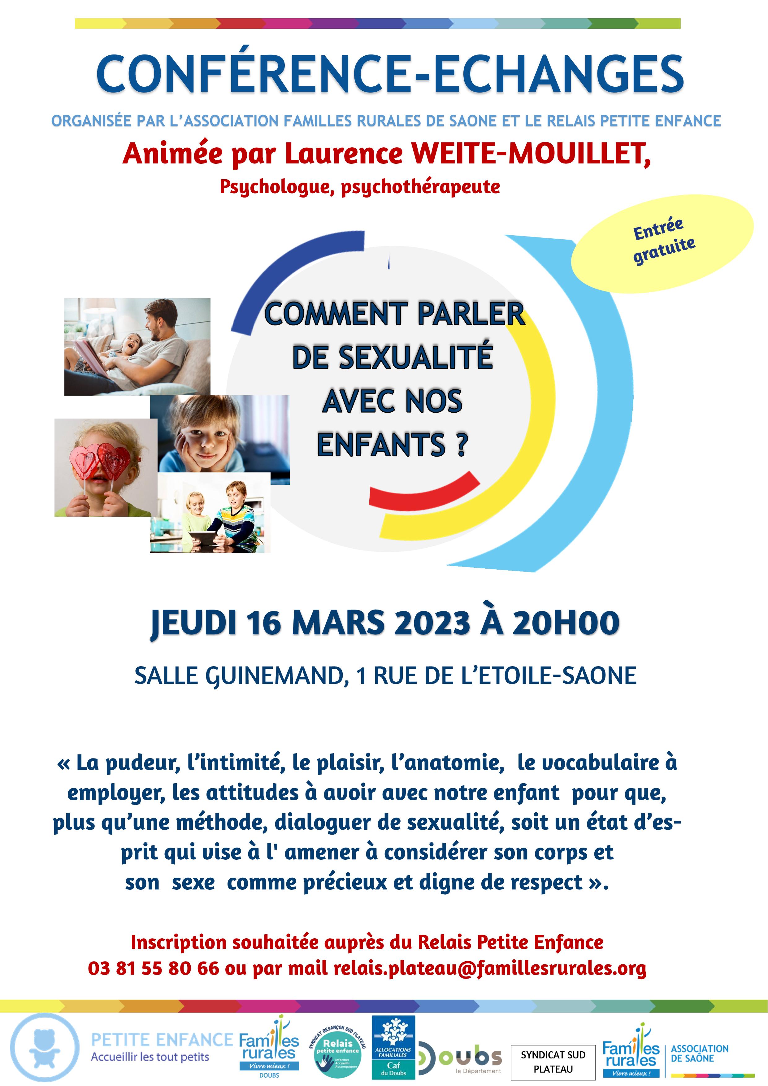 Conférence Comment parler de sexualité avec nos enfants